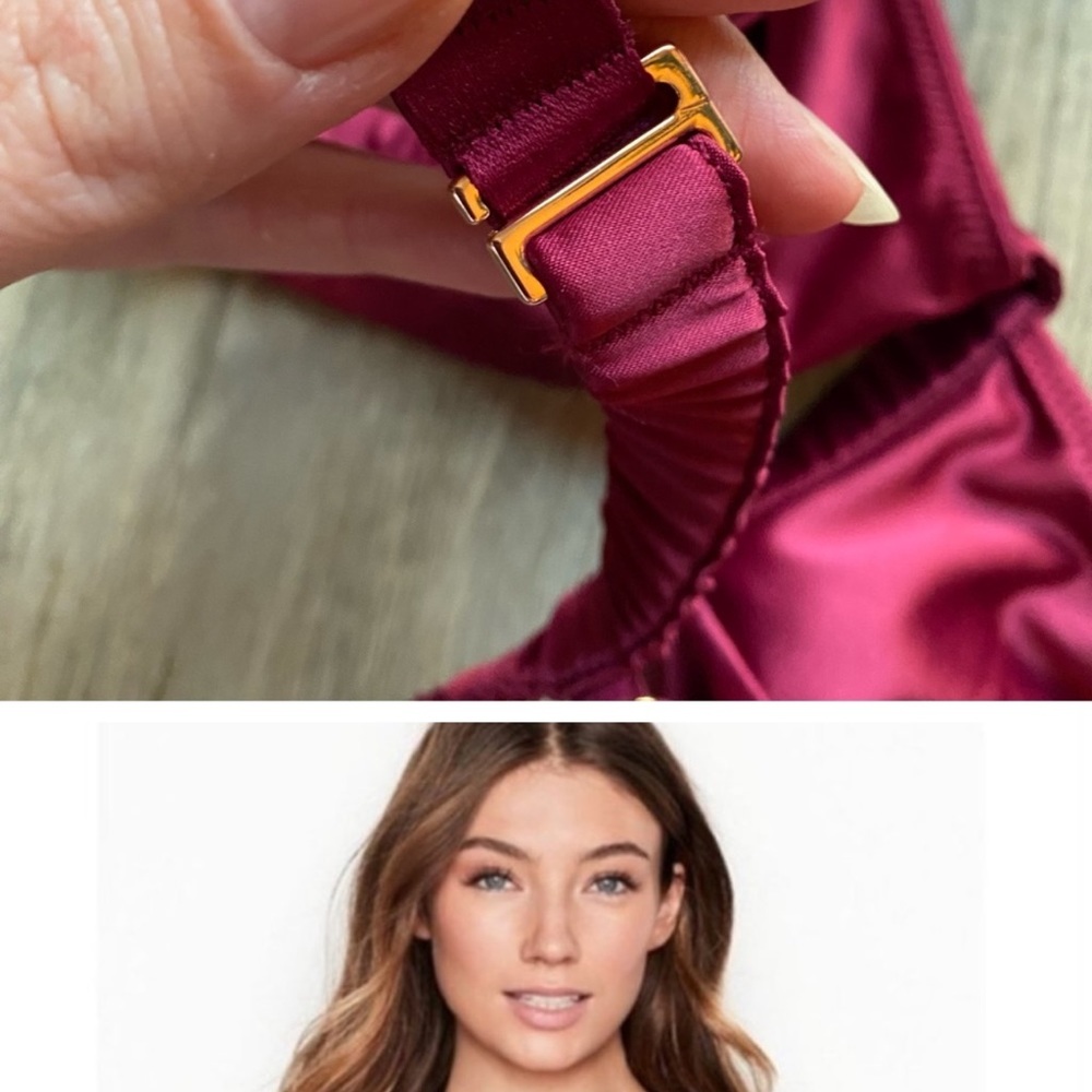 Ruby Red Satin Victoria's Secret Strappy Bralette - Gem